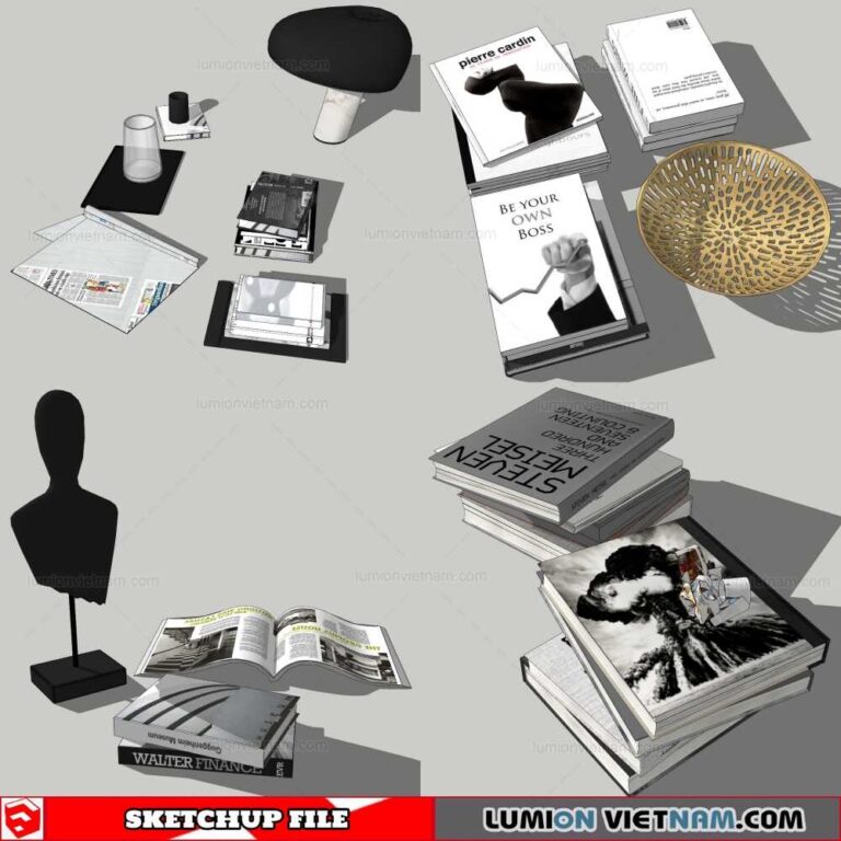 Combo Books On Table - Sketchup Models By Nha Tay