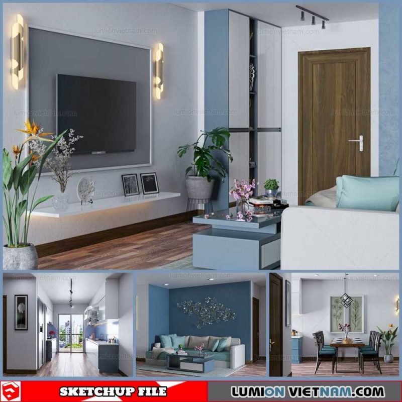 Living Kitchen Room - Sketchup Interior Scene By Do The Hieu