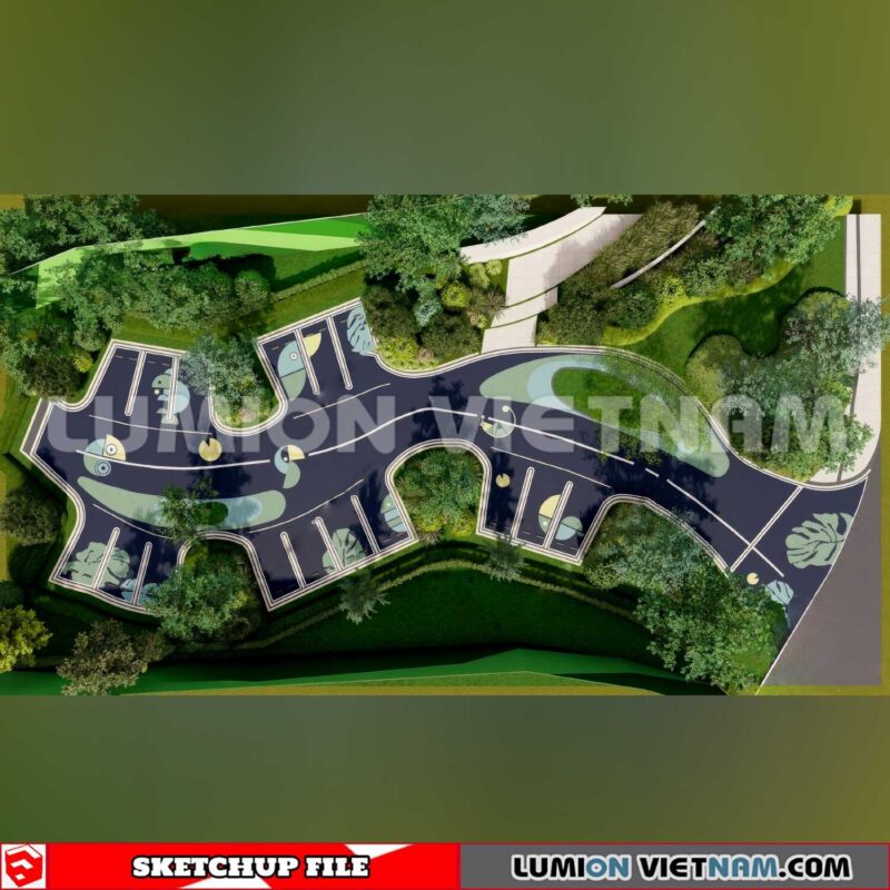 240809. Parking Lot Sketchup Exterior 3D Models