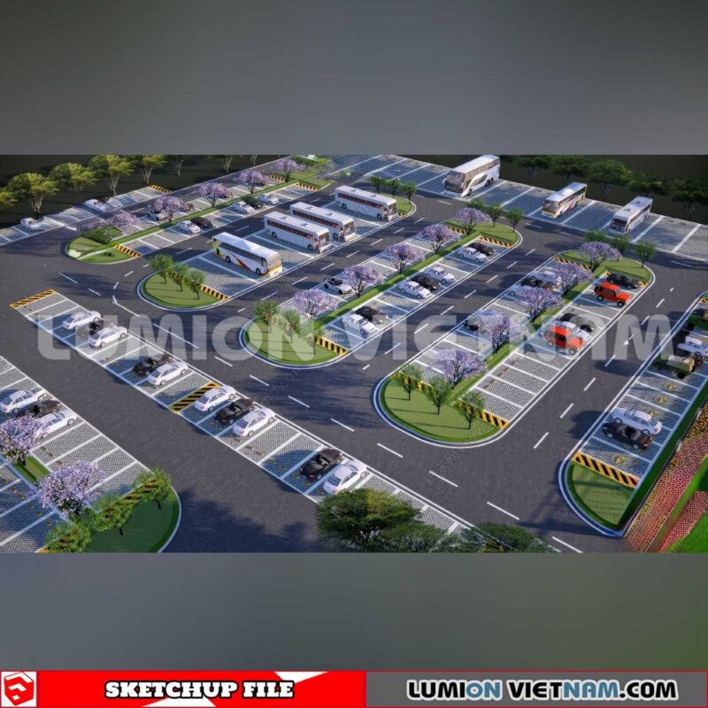 240809. Parking Lot Sketchup Exterior 3D Models