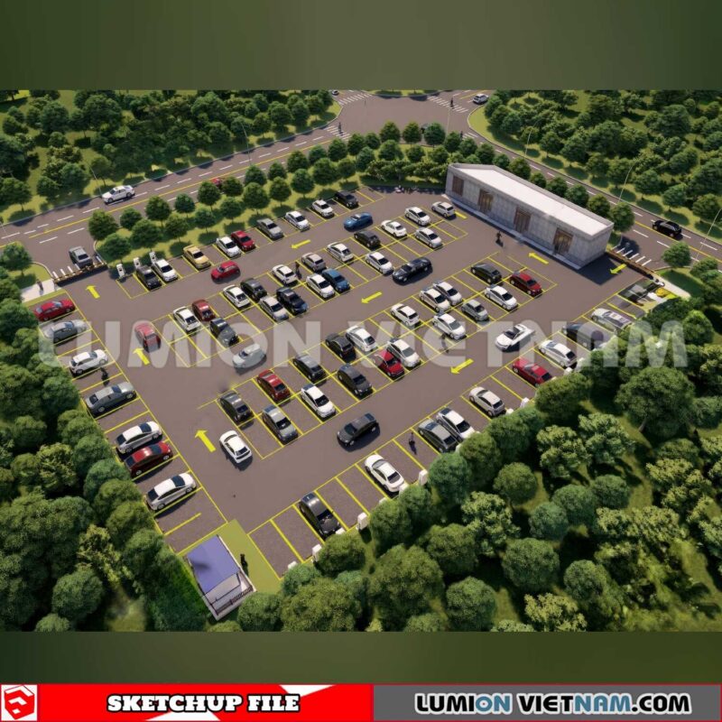 240809. Parking Lot Sketchup Exterior 3D Models