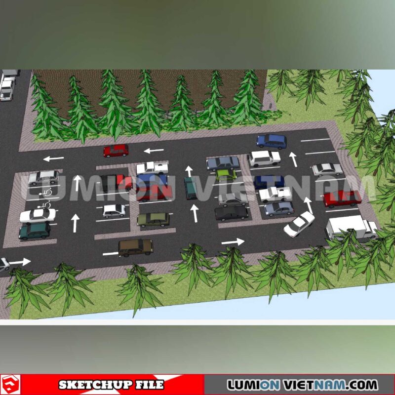 240809. Parking Lot Sketchup Exterior 3D Models