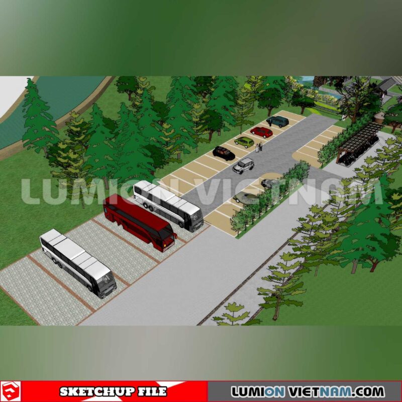 240809. Parking Lot Sketchup Exterior 3D Models